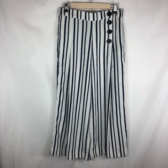 Zara | Pants & Jumpsuits | Zara Drapery Wideleg Pullon Cropped Pants M ...